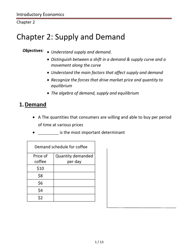Econ 101 - Lecture Note - CH 2 - Supply and Demand | PDF | Demand ...