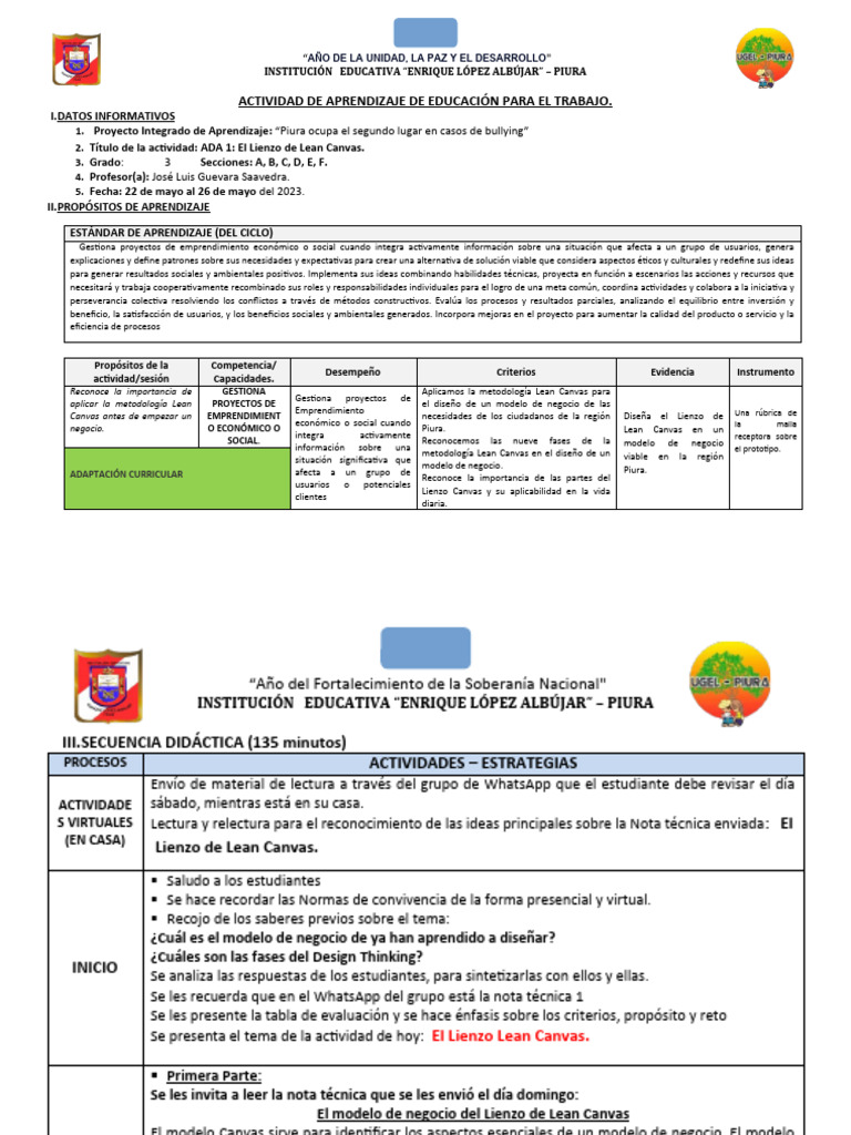 Ada 1 Unidad 3 Ept Tercero | PDF