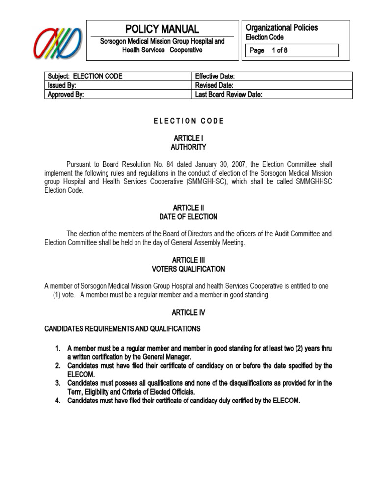 8 Election Code | PDF | Elections | Employment