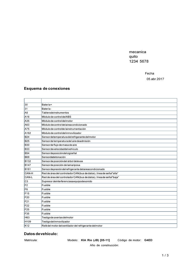 KIA RIO Diagrama ecu | PDF | Color | Arco iris
