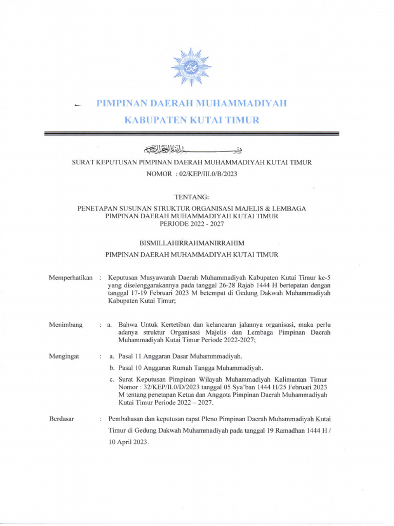 SK UPP PDM Kutim Priode 2022-2027 | PDF