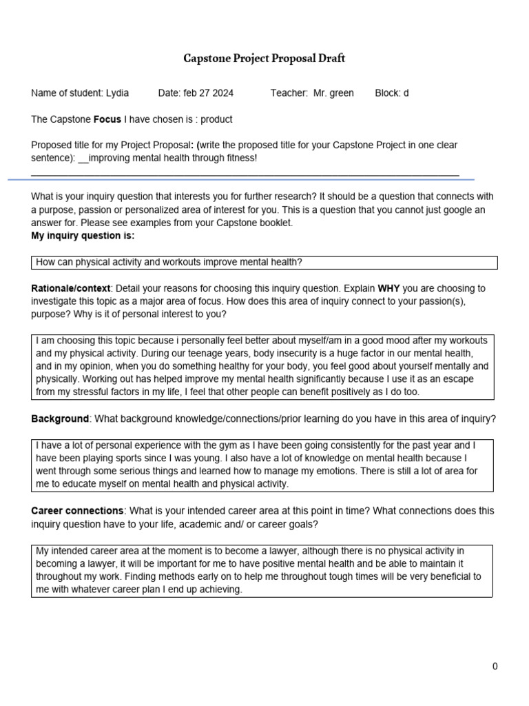 Edited - Capstone Project Proposal Draft Stud | PDF | Physical Fitness ...