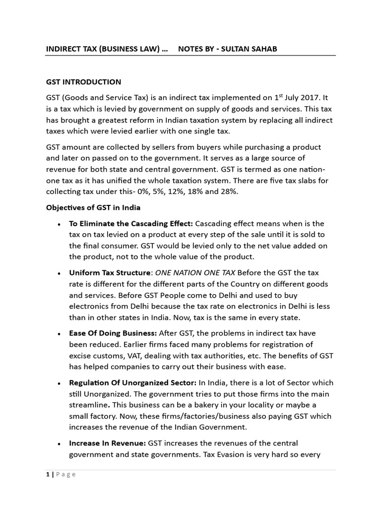 Indirect Tax Notes by Sultan Sahab | PDF | Taxes | Indirect Tax
