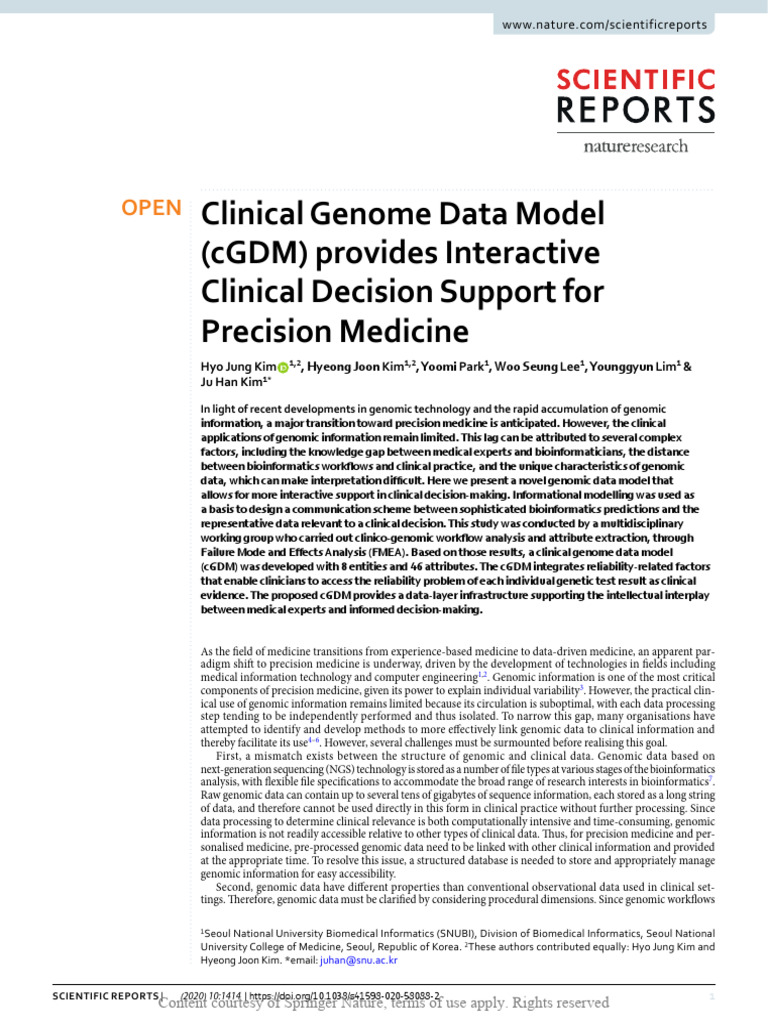 Clinical Genomic Data | PDF | Bioinformatics | Information