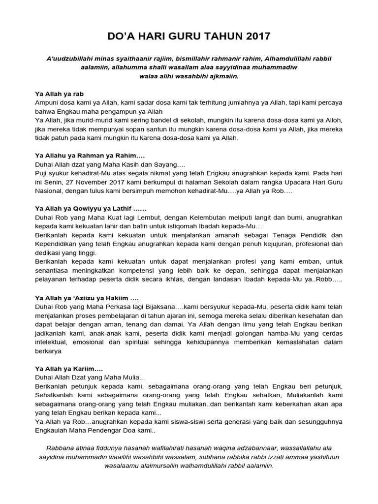 Doa Hari Guru | PDF