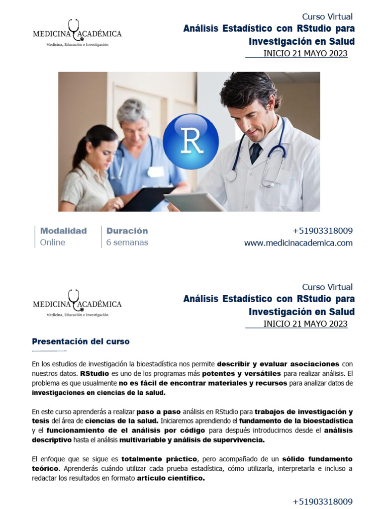 Curso RStudio para Análisis en Salud | PDF | Estadísticas