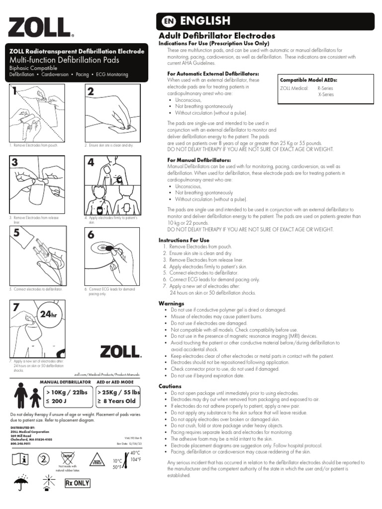 VML193 Rev B - ZOLL Radiotransparent Defibrillation Electrode Insert ...