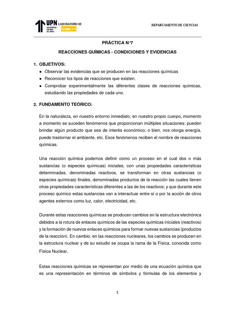 Evidencias de Reacciones Químicas | PDF | Química | Redox