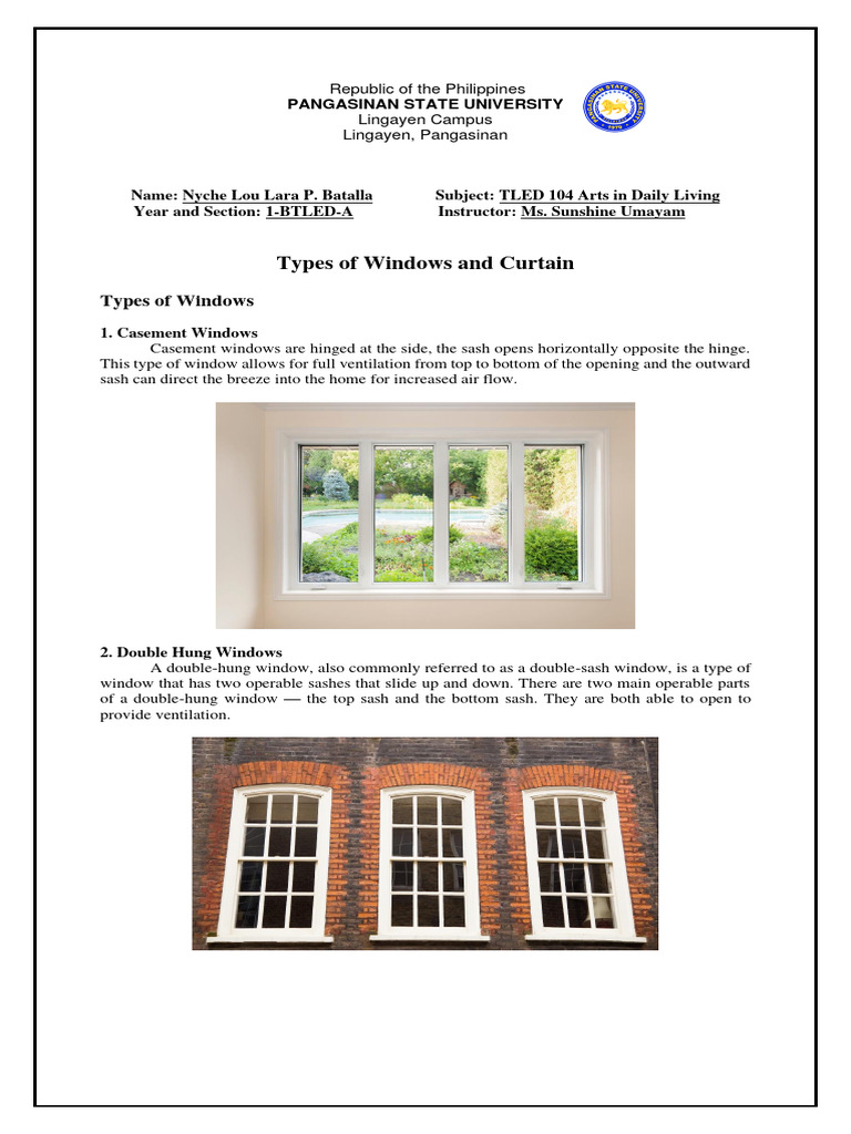 Types of Windows&Curtains | PDF | Window | Curtain