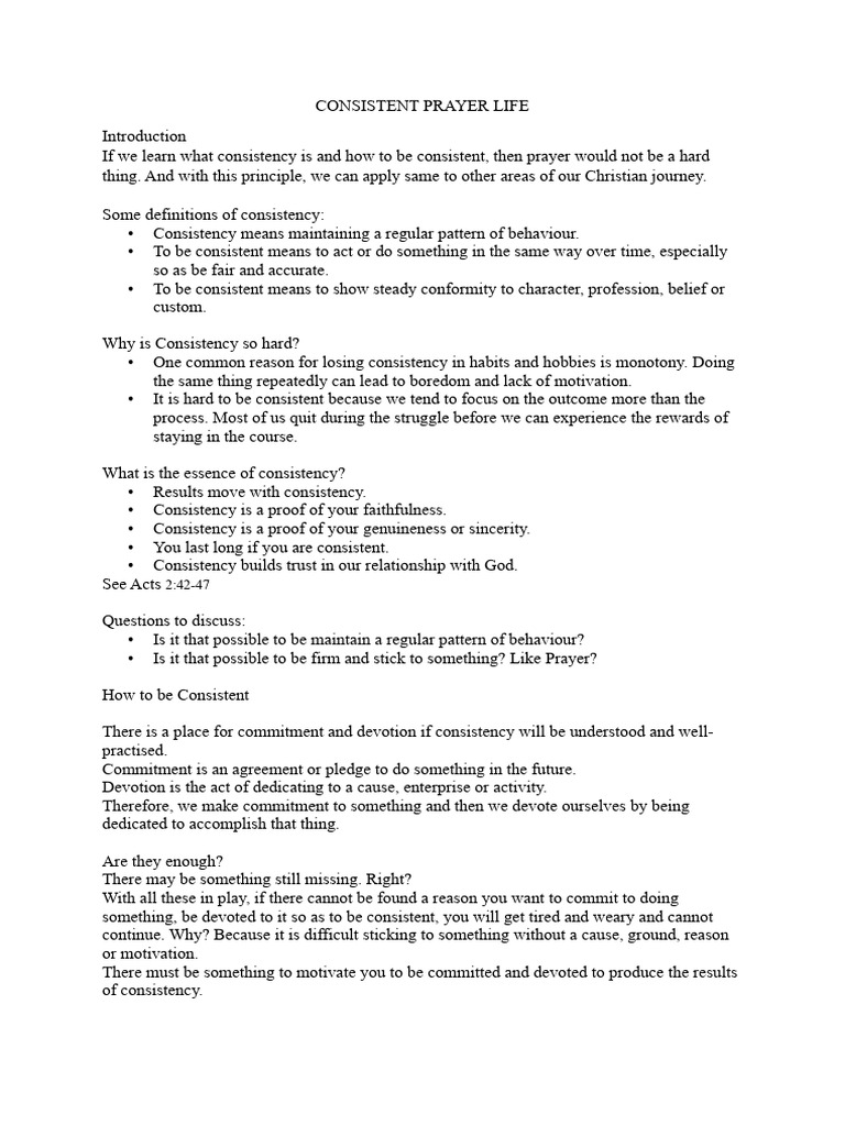 CONSISTENT PRAYER LIFE | PDF | Prayer | Motivation