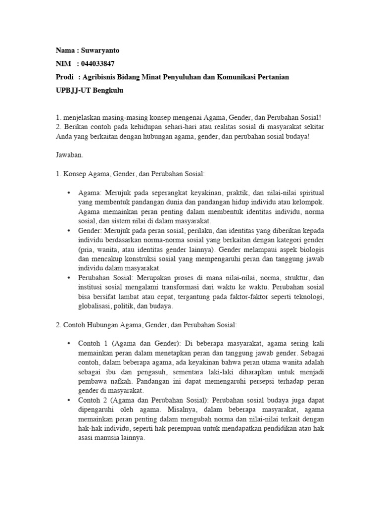 Tugas 2 Teori Perubahan Sosial Suwaryanto | PDF | Ilmu Sosial | Sains & Matematika