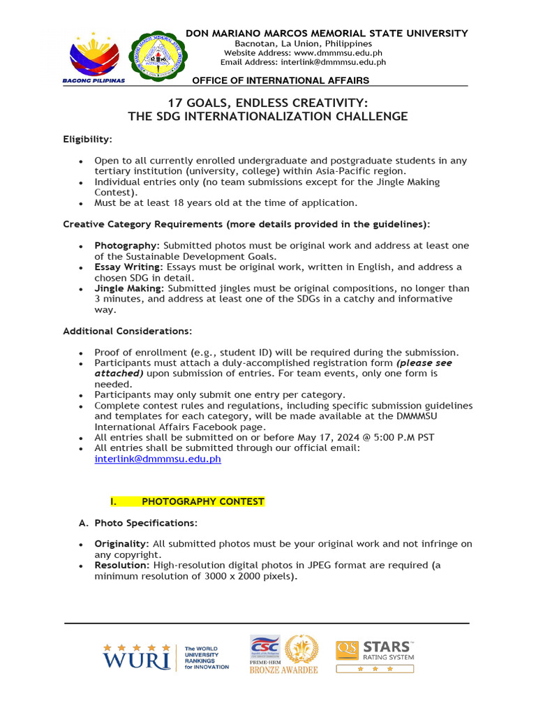 SDG Challenge Guidelines | PDF | Essays | Image Resolution