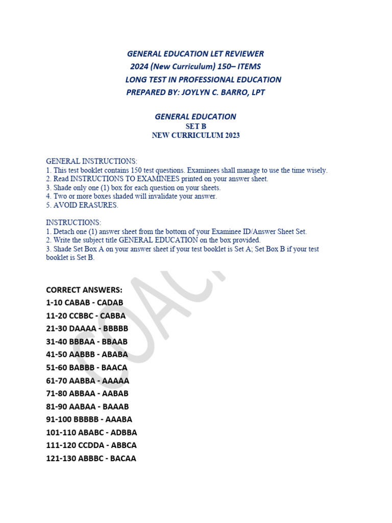 General Education LET Reviewer 2024 | PDF | Stars | Cellular Respiration