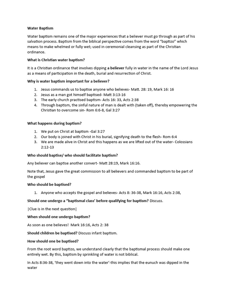 Water Baptism | PDF | Baptism | Jesus