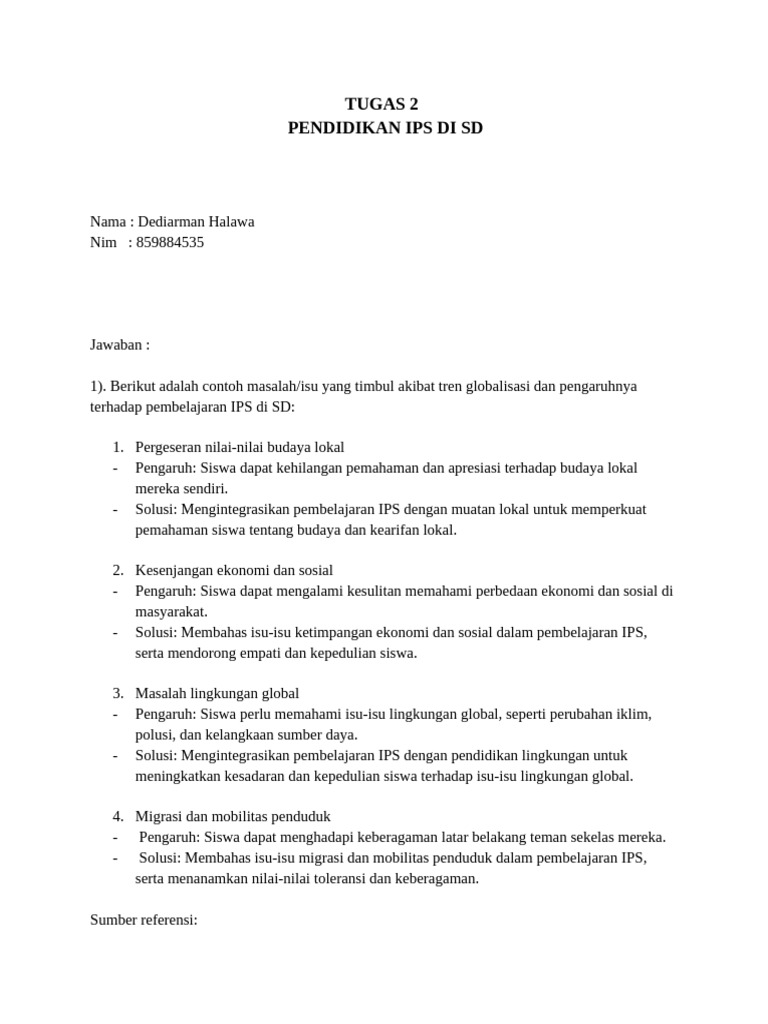 Tugas 2 Pendidikan IPS Di SD | PDF
