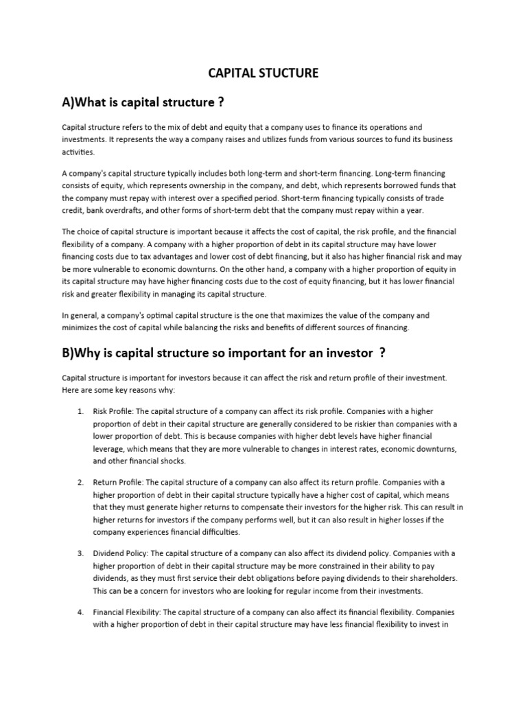 CAPITAL STUCTURE | PDF | Capital Structure | Cost Of Capital