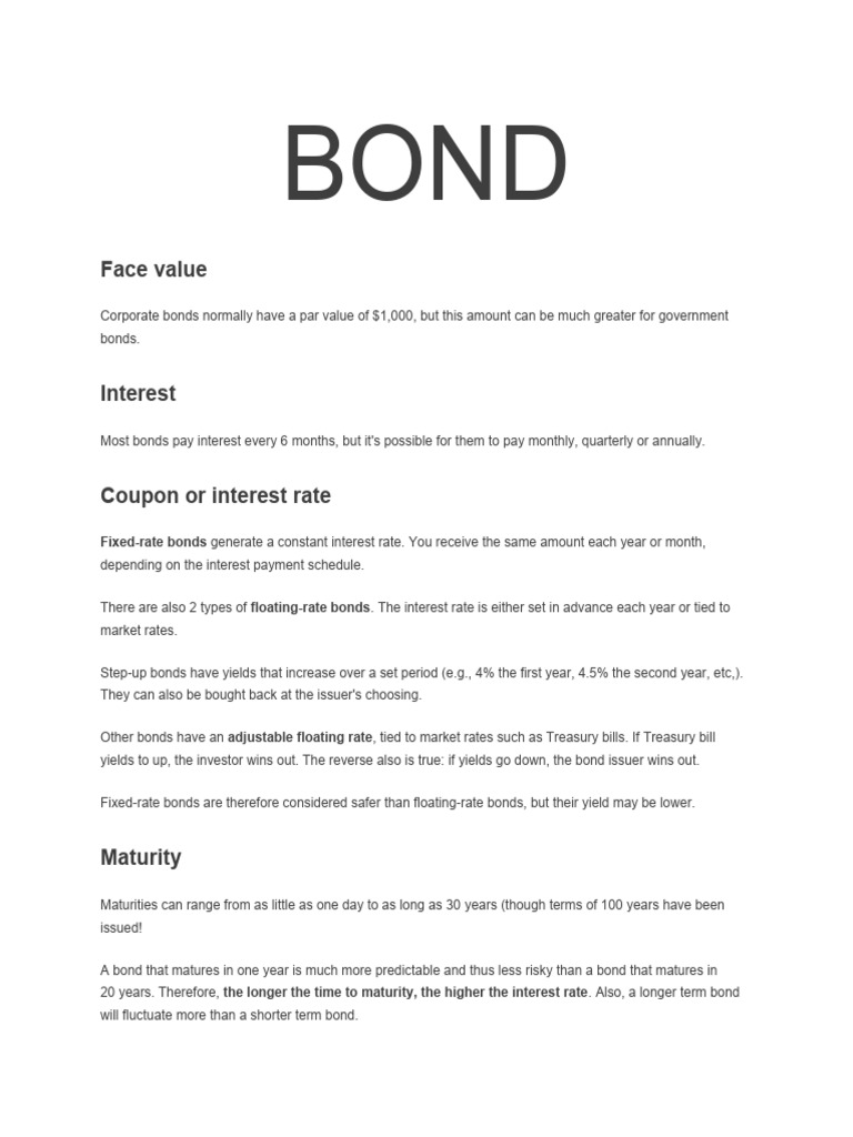 BOND | PDF | Bonds (Finance) | Investing