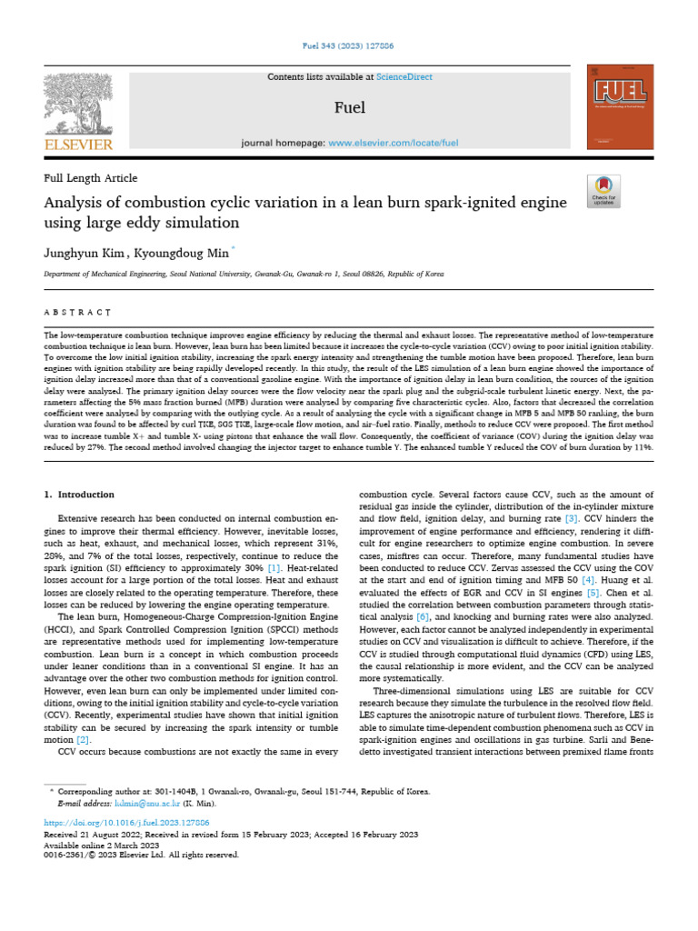 1 s2.0 S0016236123004994 Main | PDF | Combustion | Engines