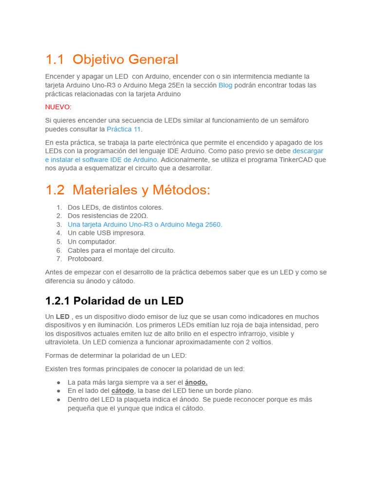 Temario Programación 1 | PDF | Arduino | Diodo emisor de luz