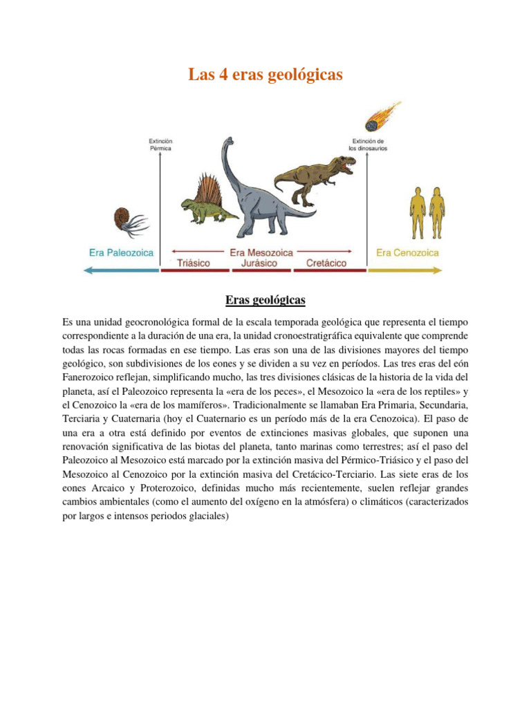 Las 4 Eras Geológicas de la Tierra | PDF | Escala de tiempo geológico ...
