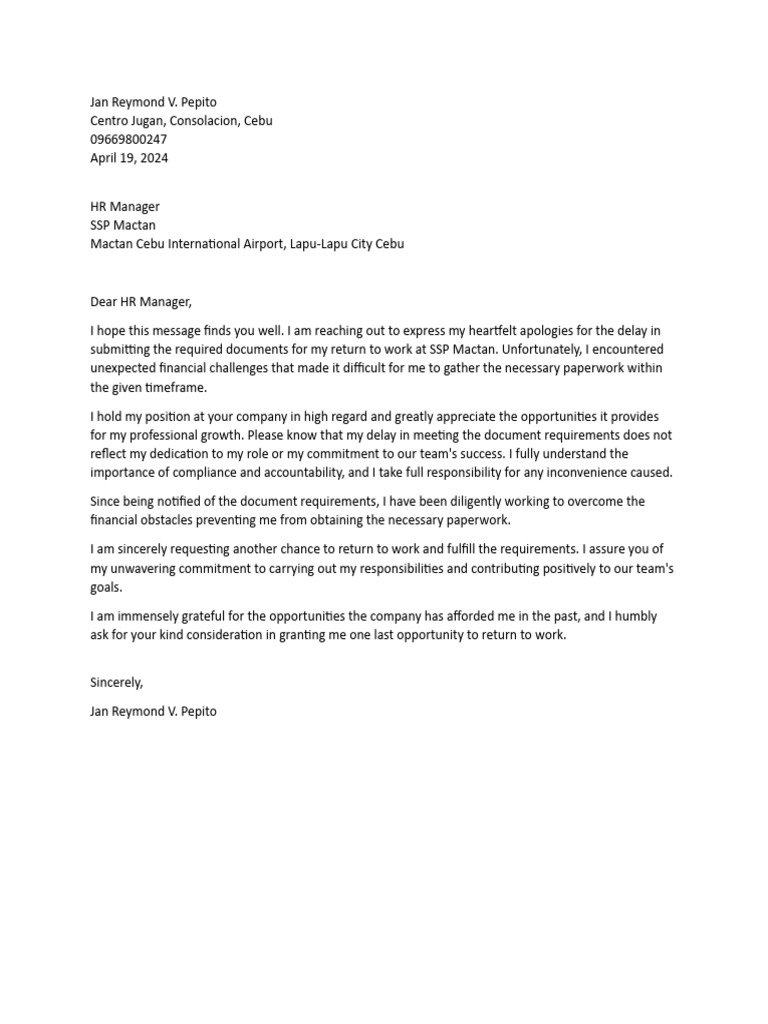 Consideration Letter For Work | PDF | Finance & Money Management