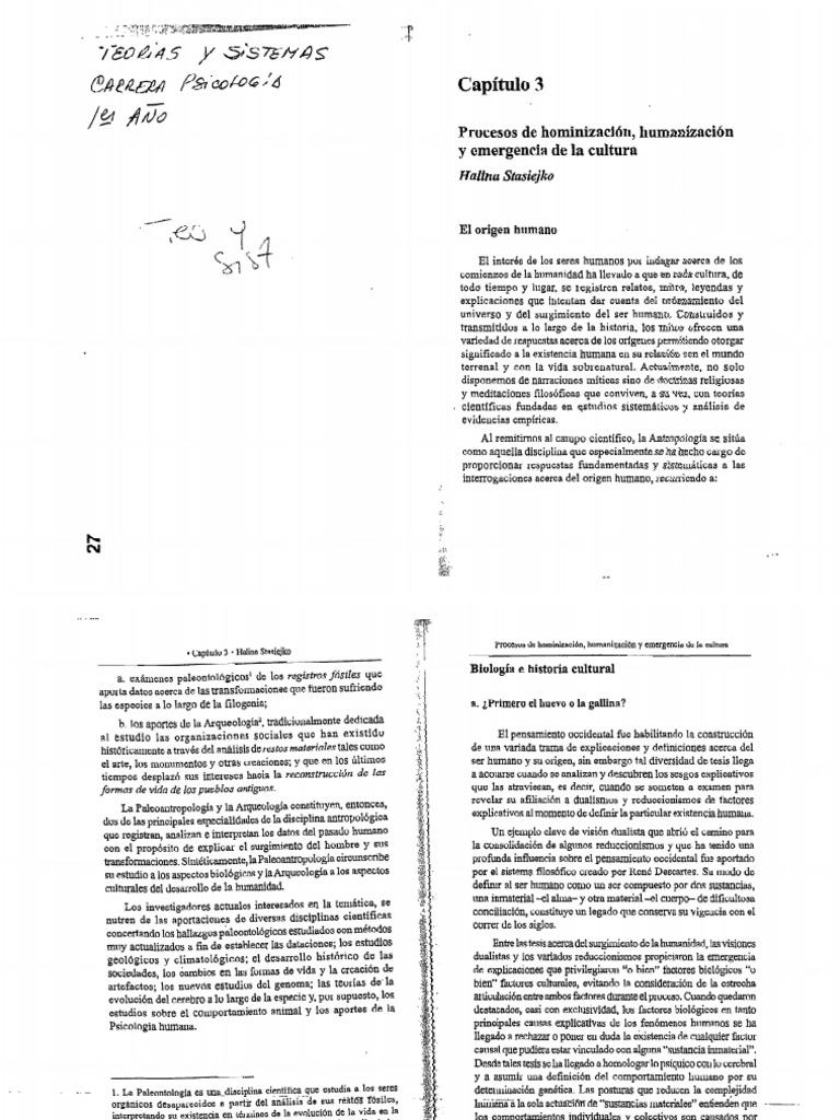 Procesos de Hominización, Humanización y Emergencia de La Cultura ...