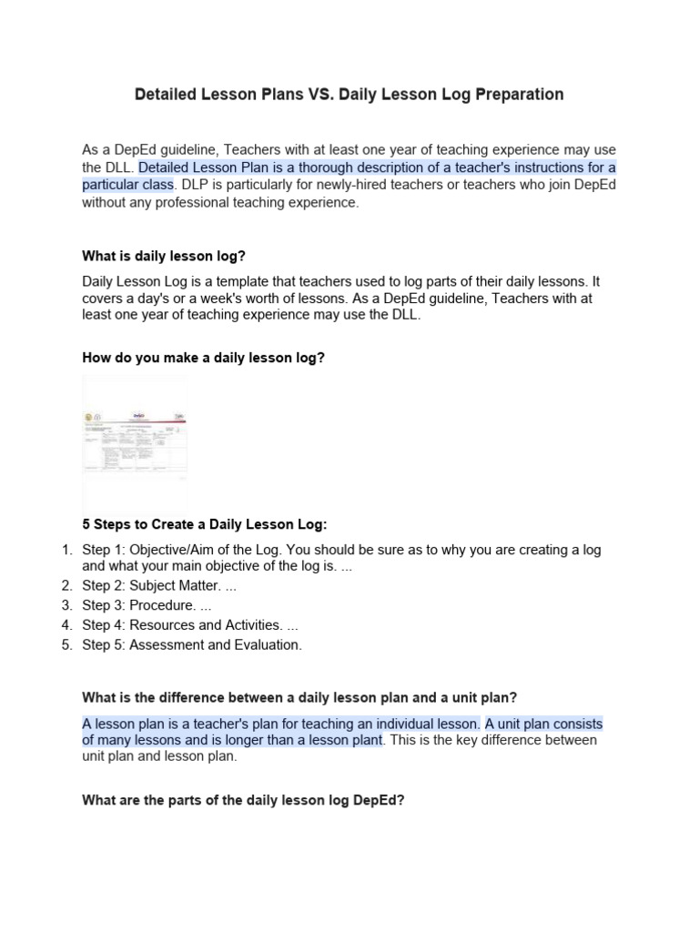 Difference Between DLL and DLP | PDF | Lesson Plan | Psychology