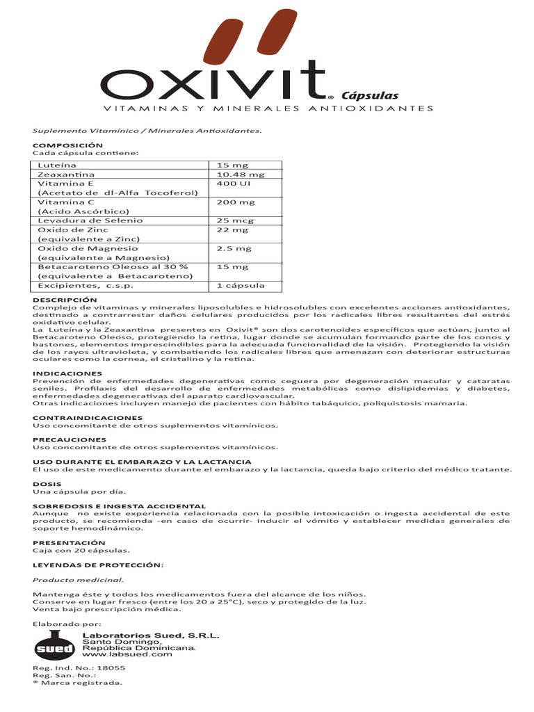 Oxivit Inserto WEB | PDF | Antioxidante