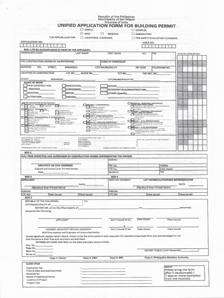 San Miguel Iloilo BLDG Permit Form | PDF