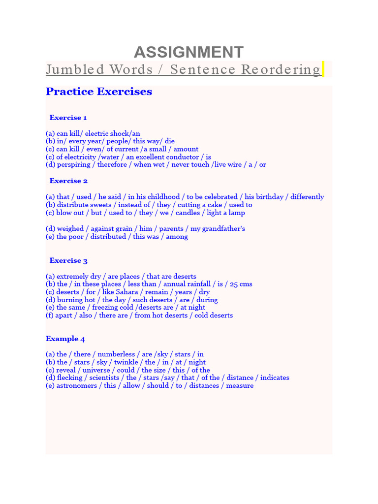 No 1. .Jumbled Words - Assignment | PDF | Foreign Language Studies