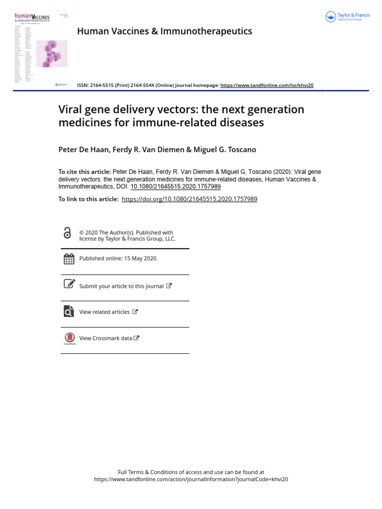 Viral Gene Delivery Vectors The Next Generation Me | PDF | Viral Vector ...