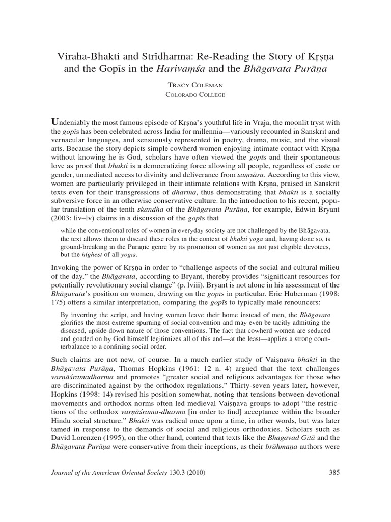 Viraha Bhakti and Stridharma Re Reading | PDF | Bhagavad Gita | Bhakti