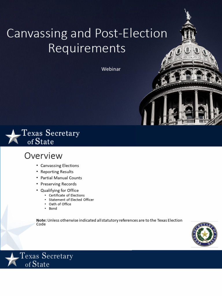 Canvassing and Post Election Requirements 4-25-24 | PDF | Voting ...