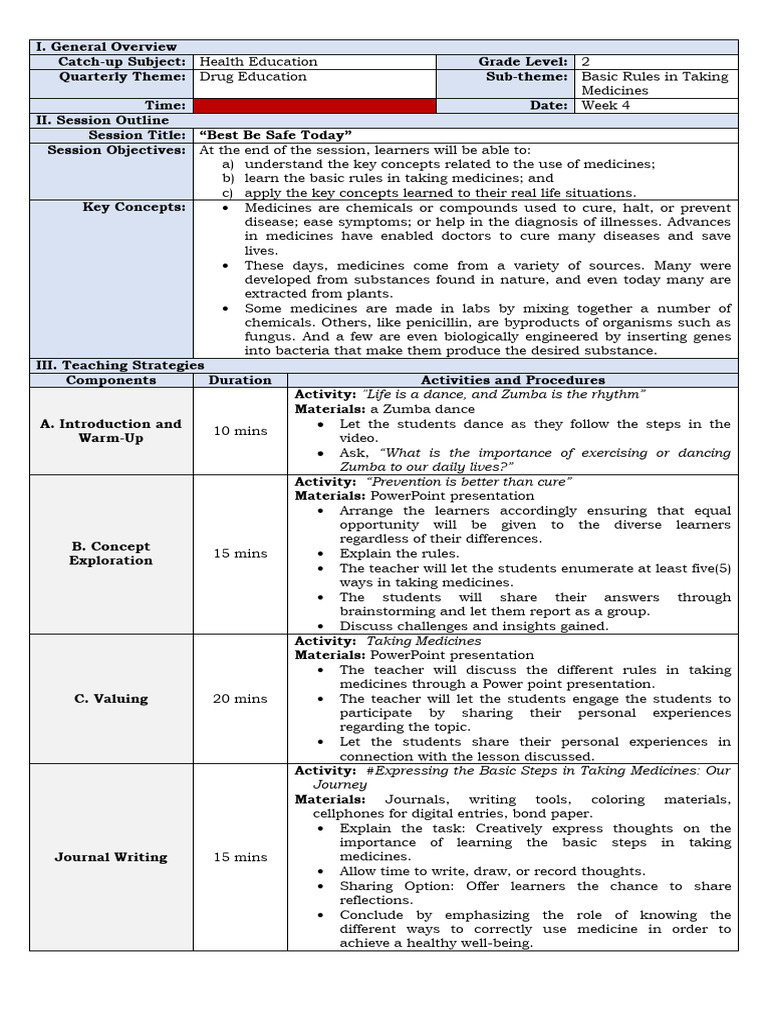Health 2 Week 4 Q4 | PDF | Learning | Chemical Substances