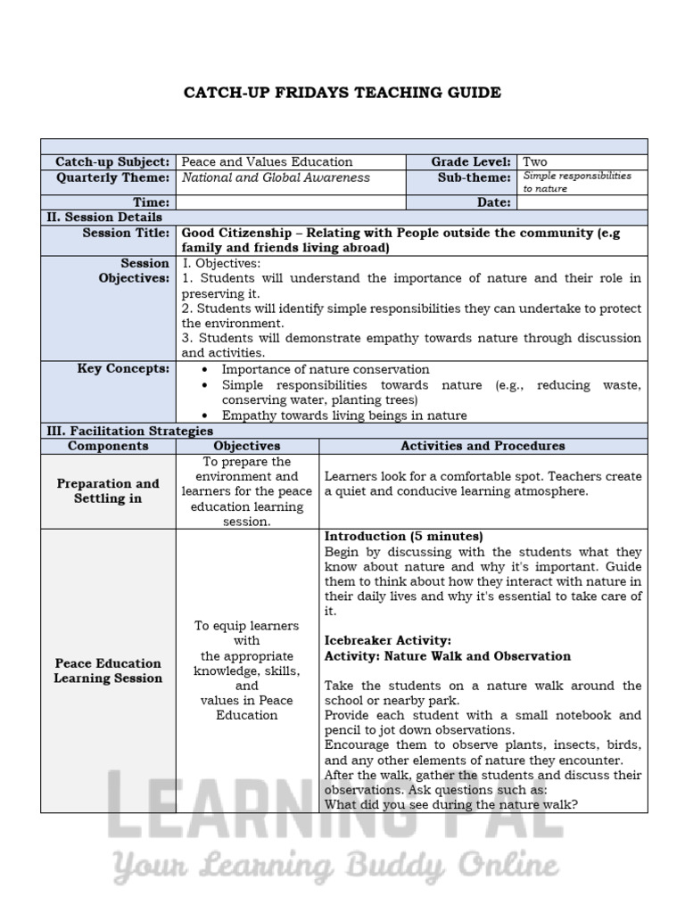 CATCH UP FRIDAY TEACHERS GUIDE Grade 2 Quarter 4 Simple ...