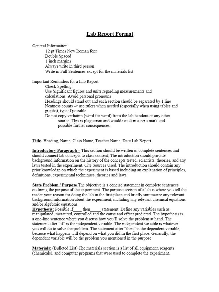 Lab Report Formatting | Download Free PDF | Experiment | Hypothesis