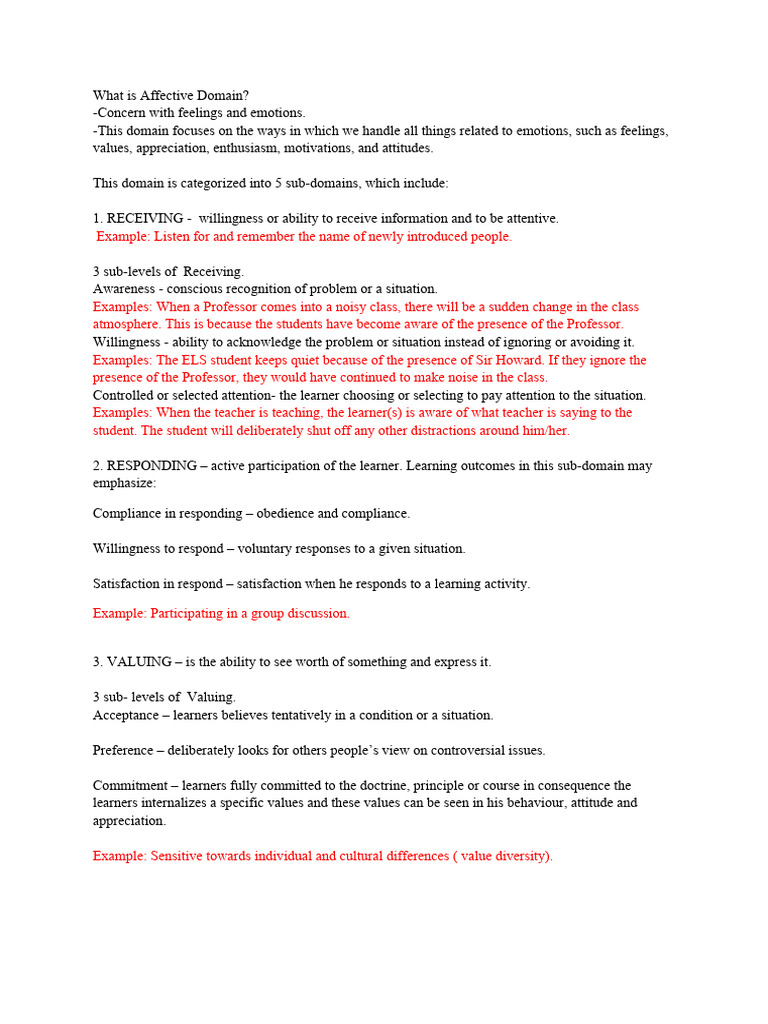 What Is Affective Domain | PDF | Learning | Affect (Psychology)