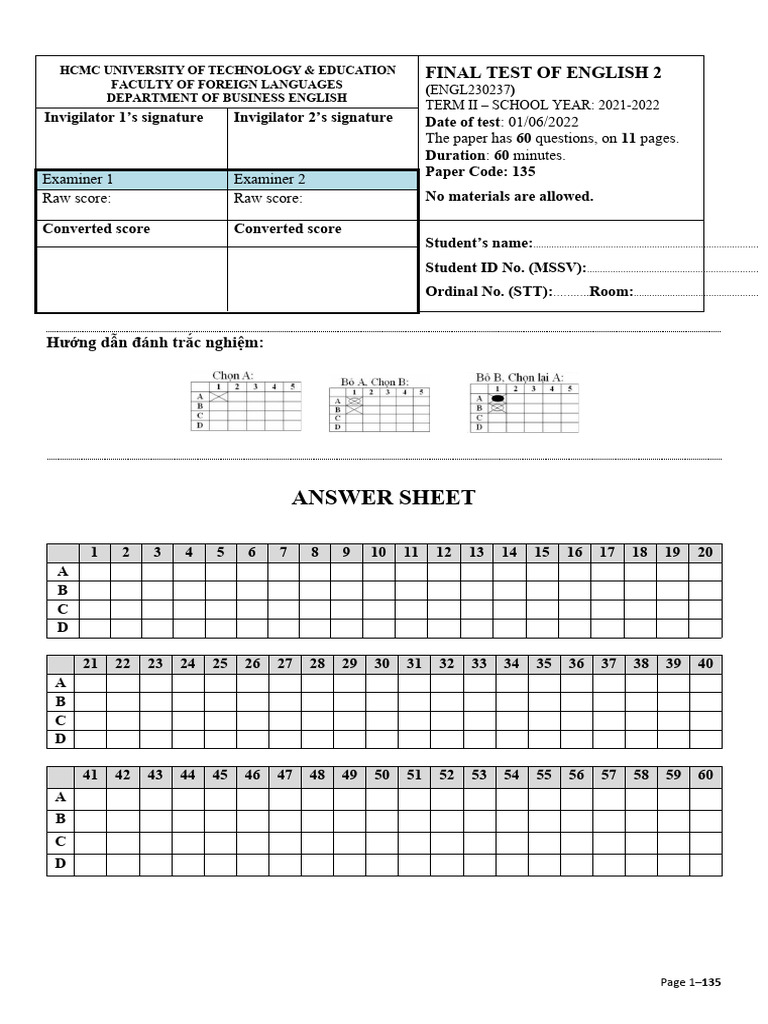 Final-Test English-2 HK2 2021-2022 - with-KEY 135 | PDF | Desert