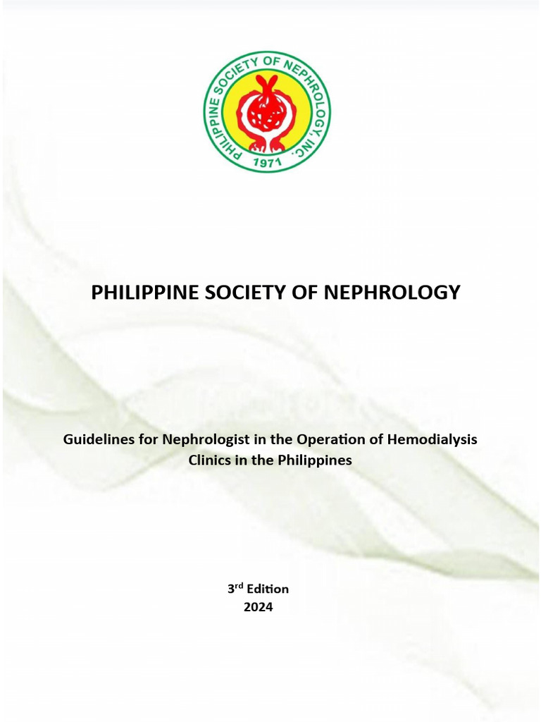 PSN Hemodialysis Guidelines 2024 | PDF | Chronic Kidney Disease ...