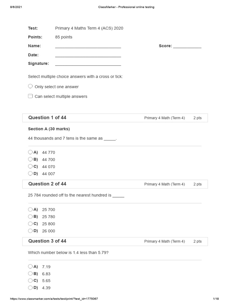P4 Maths T4 - ACS 2020 - Compressed - 1628584447 | PDF | Teaching Methods & Materials ...