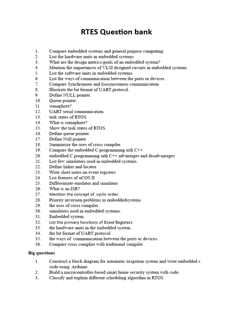 Question Bank Final | PDF | Embedded System | Computing