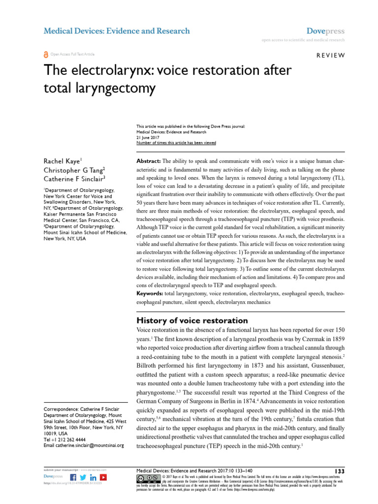 Electrolarynx: Voice Restoration Guide | PDF | Human Voice | Speech