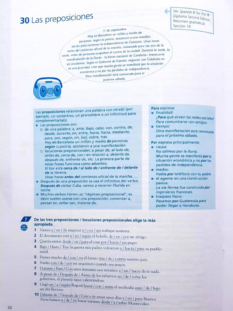 Guía de Preposiciones en Español | PDF | Preposición y Postposición ...