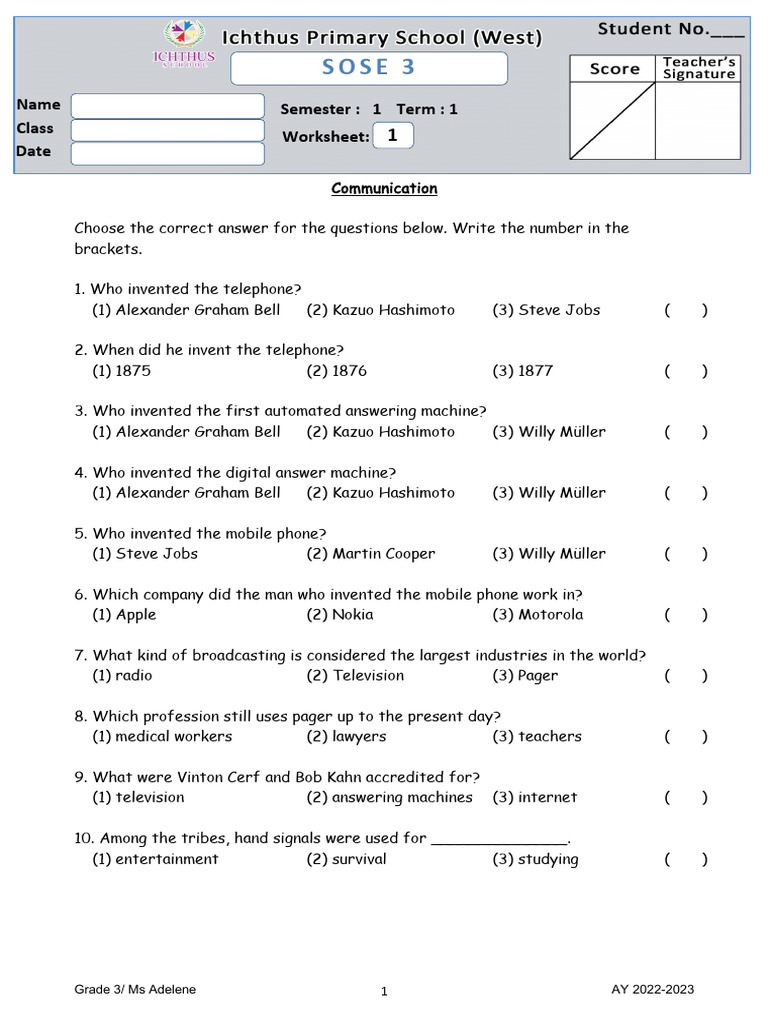 Worksheet 1 - SOSE 3 | PDF