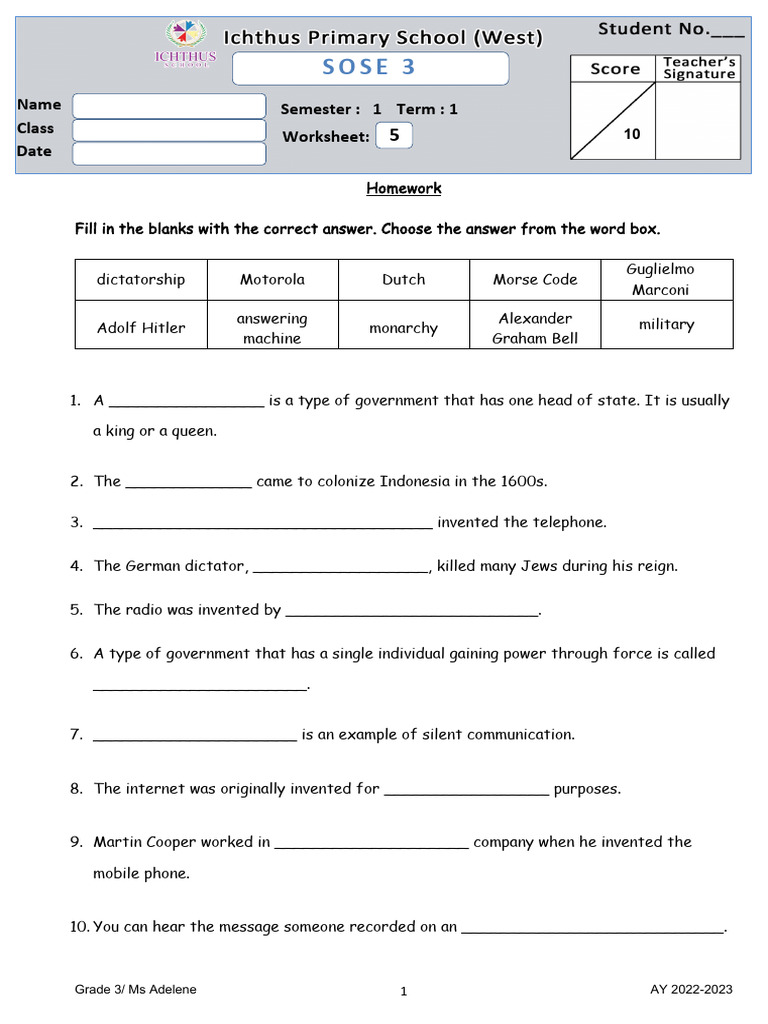 Worksheet 5 - SOSE 3 | PDF | Dictatorship | Forms Of Government