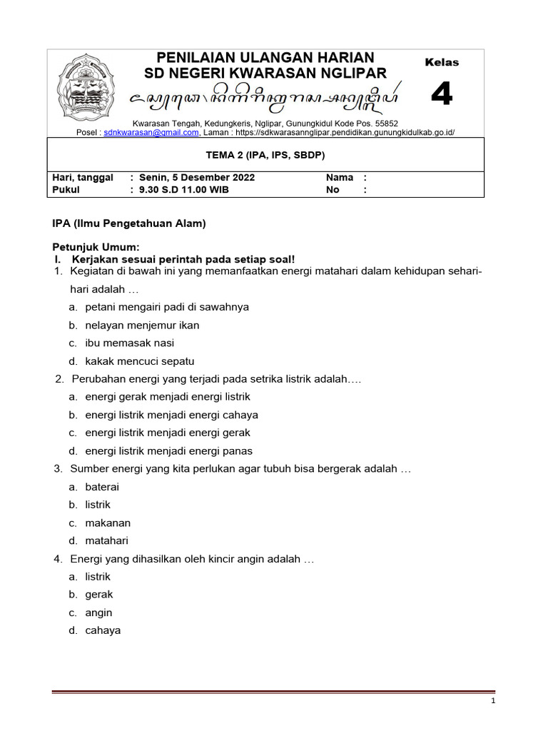Tema 2 Ipa Ips SBDP (Edit) | PDF | Game & Aktivitas | Griya & Taman