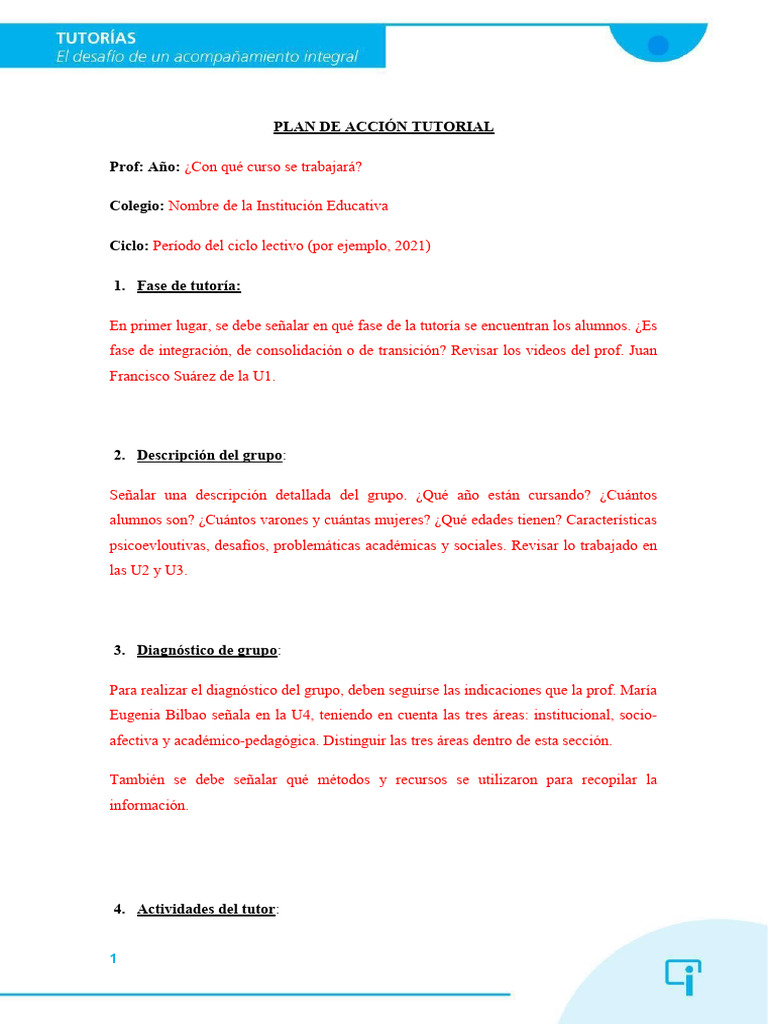 Plan de Acción Tutorial | PDF
