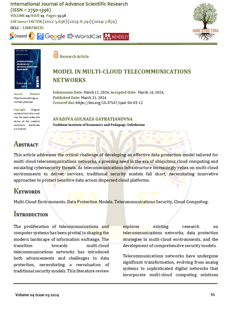12 55 58 Ijasr MODEL+IN+MULTI CLOUD+TELECOMMUNICATIONS+NETWORKS | PDF ...