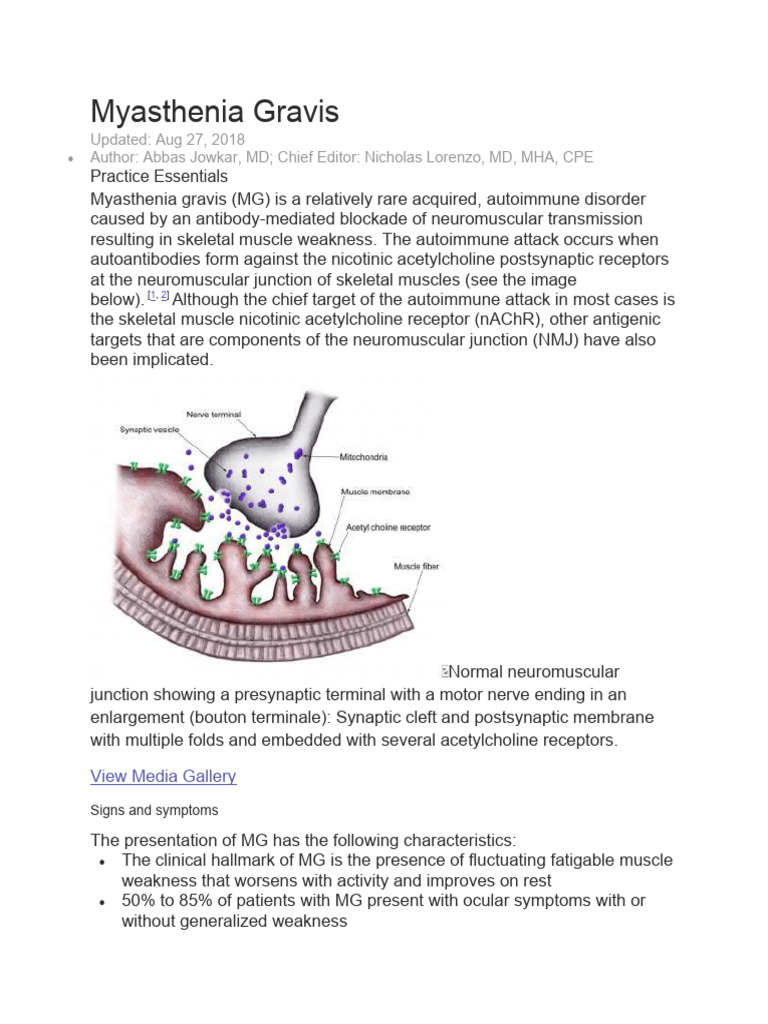 Myasthenia Gravis.EMEDICINE.2018.FCPS | PDF | Neuromuscular Junction ...