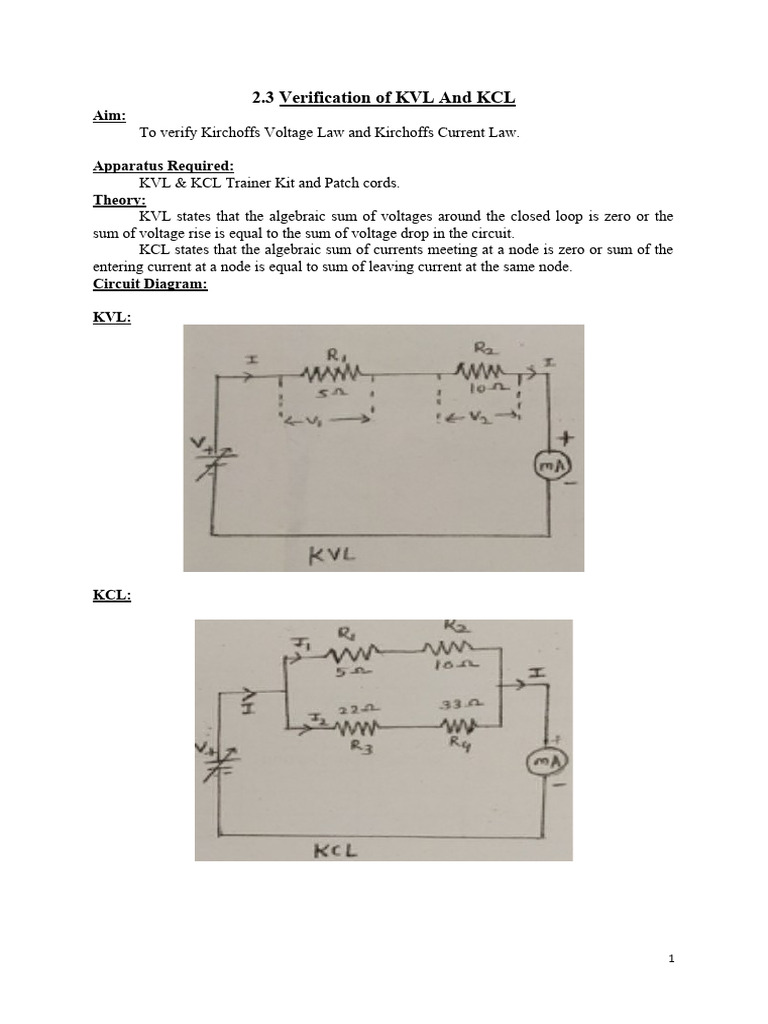 2.3 Verification of KVL and KCL | PDF | Series And Parallel Circuits | Electrical Network